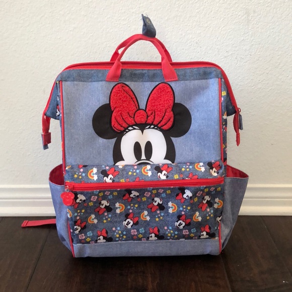 Disney | Accessories | Minnie Mouse Denim Zipup Backpack | Poshmark